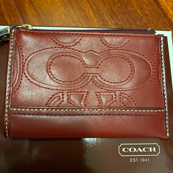 Coach | Accessories | Coach Embossed Red Leather Signature Mini Skinny ...